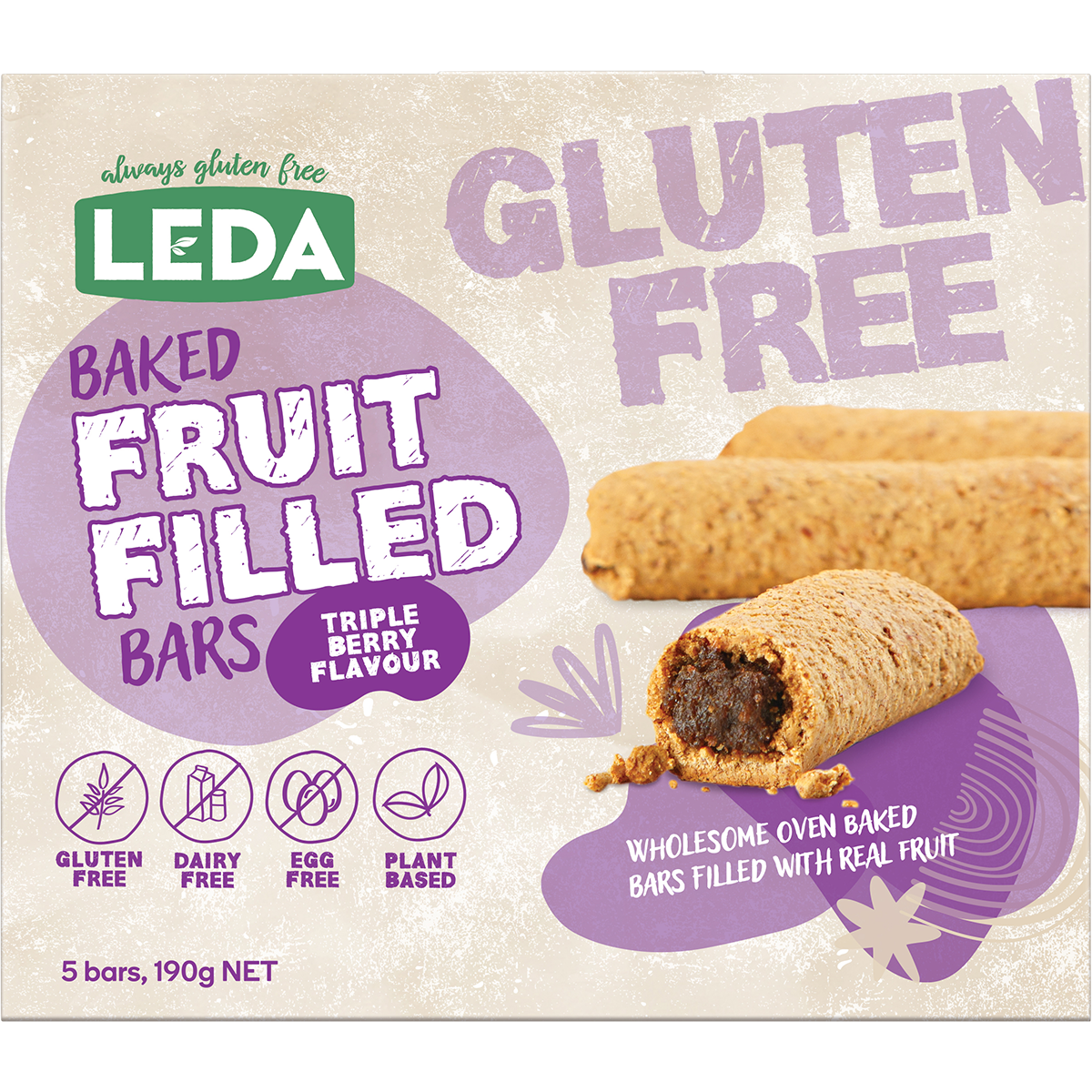 Leda Baked Fruit Filled Bars Triple Berry Multipack 5 Bars | Shop Leda ...